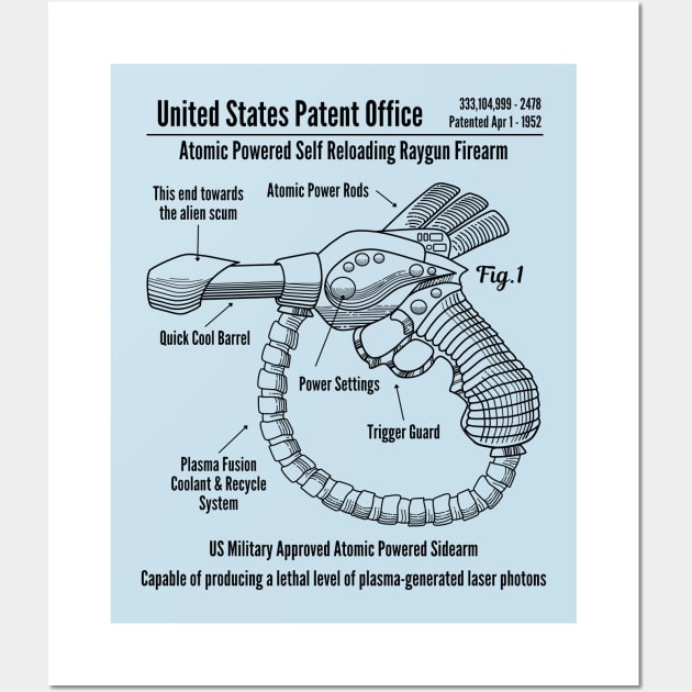 Ray Gun Blueprint retro 1950s design - Ray Gun - Posters and Art Prints ...