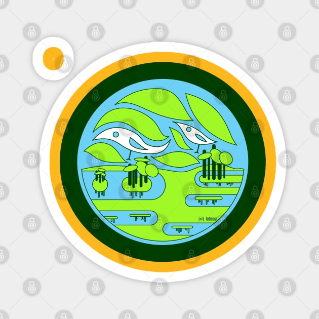lake wetland creek ecosystem ecopop with sky birds art - Ecosystem ...