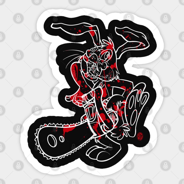 Chainsaw Bunny Cartoon - Rabbit - Sticker | TeePublic