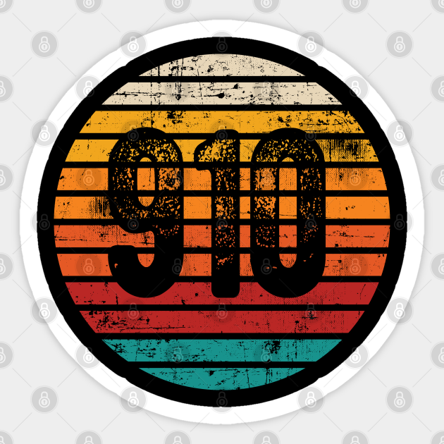Distressed Vintage Sunset 910 Area Code - 910 Area Code - Sticker ...