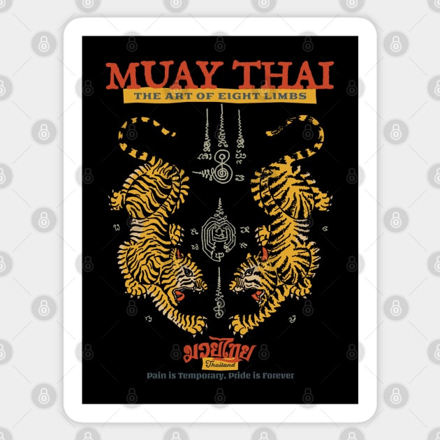 Sak Yant Muay Thai Twin Tiger Tattoo - Muay Thai Tattoo - Sticker ...