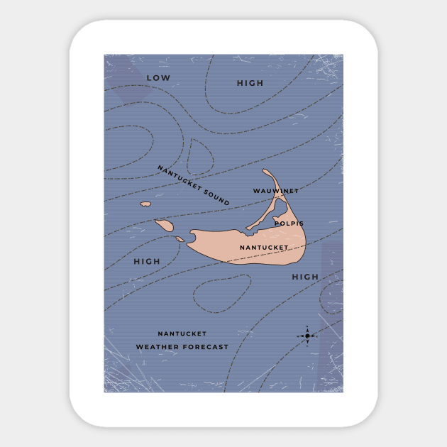 Nantucket Weather map - Nantucket Weather Map - Sticker | TeePublic