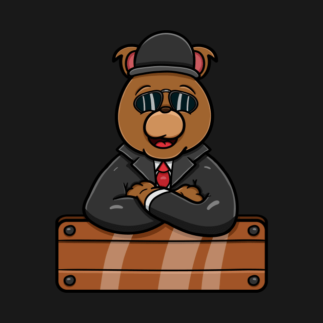 Mafia Bear Cartoon Mascot - Bear Mafia Logo - T-Shirt | TeePublic