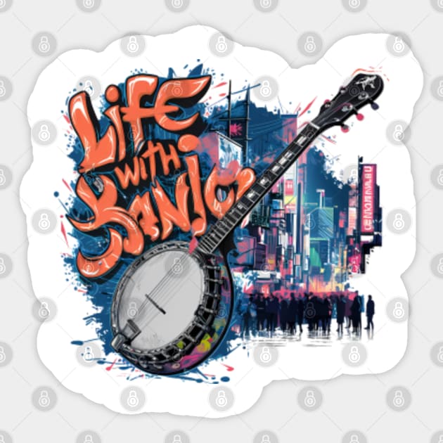 Life With Banjo, Banjo Graffiti Design - Banjo - Sticker | TeePublic