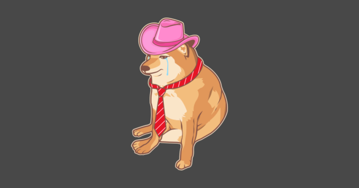 Cheems sad with a pink hat - Cheems - T-Shirt | TeePublic