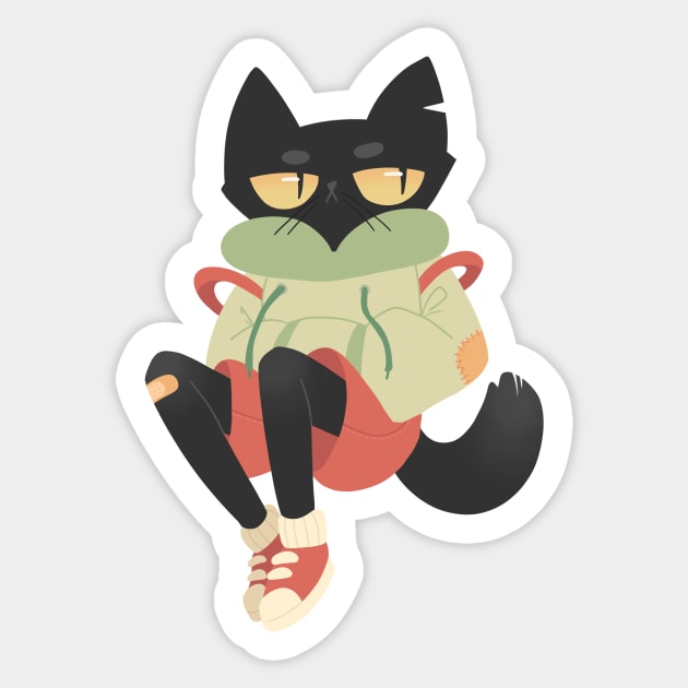 Black cat boy - Cat - Sticker | TeePublic