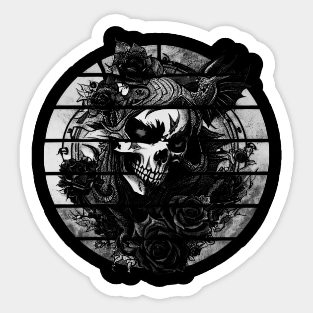 Vintage Traditional Skull and Rose tattoo - Skull And Roses - Sticker ...