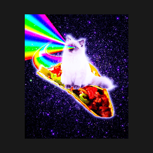 Rainbow Laser Eyes Galaxy Cat Riding Taco - Taco Cat Space - Kids T ...