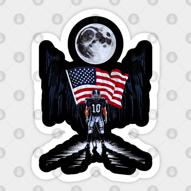 Football Center American Flag Full Moon Football Player - Football ...