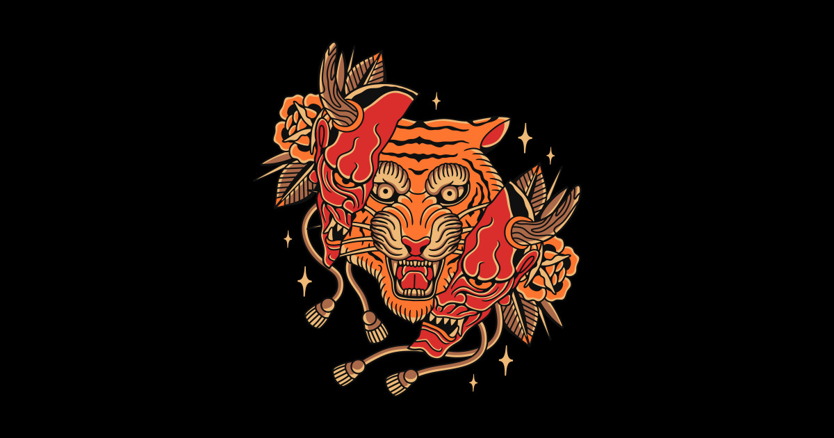 Tiger & Hannya - Hannya Mask - Sticker | TeePublic