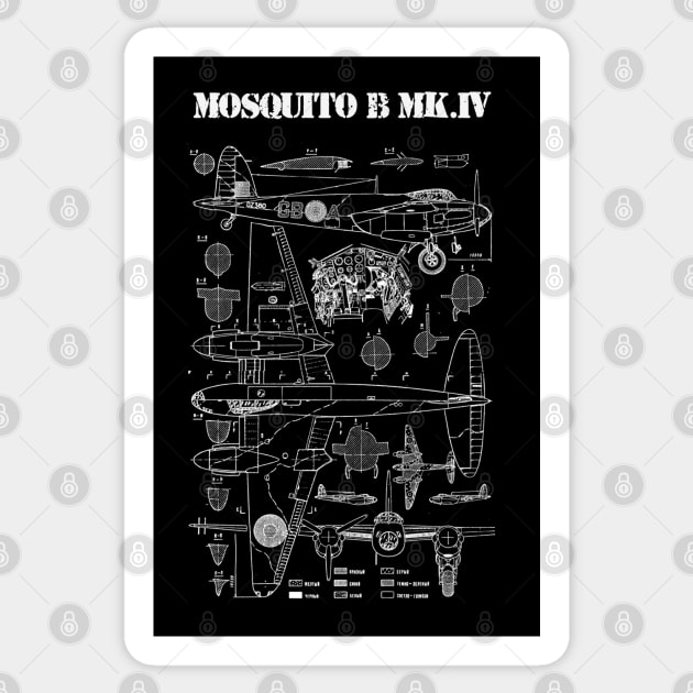 Mosquito B Mk.IV | World War 2 Plane Blueprint - Ww2 Plane - Sticker ...