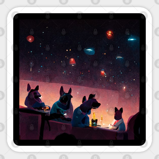 Dog Space Bar - Dogs In Space - Sticker | TeePublic