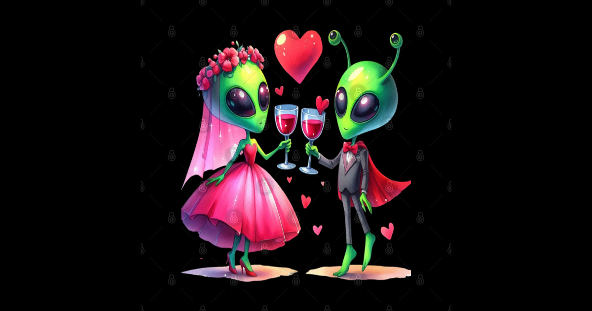 An Intergalactic Wedding – Alien Bride and Groom Toast to Eternal Love ...