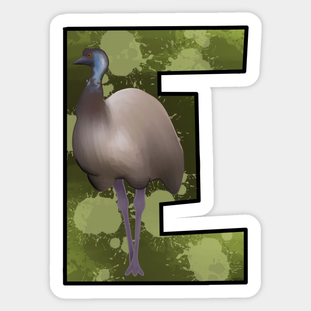 E is for emu - Emu - Sticker | TeePublic
