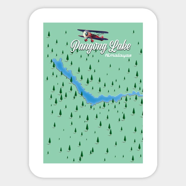 Pangong Lake map - Pangong Lake - Sticker | TeePublic