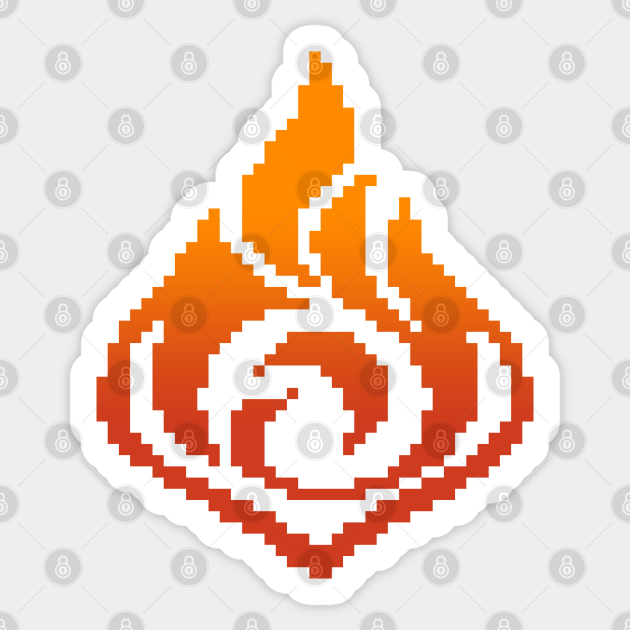Pyro Elements Genshin Impact Pixel Art - Genshin Impact - Sticker ...