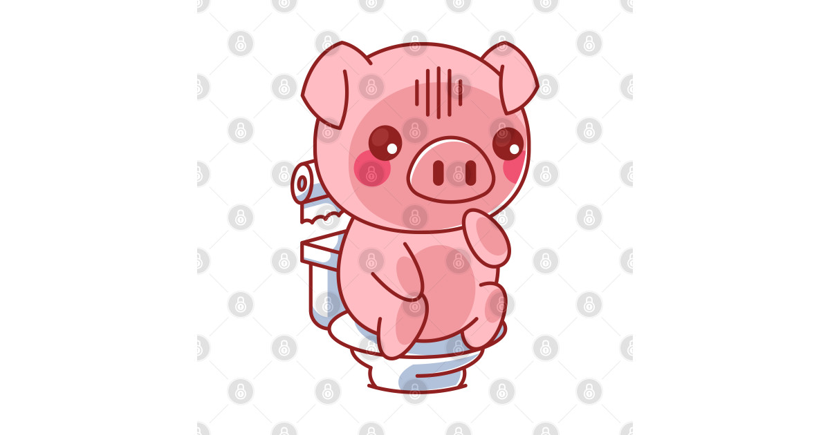 Cute pig pooping on the toilet - Animal - T-Shirt | TeePublic