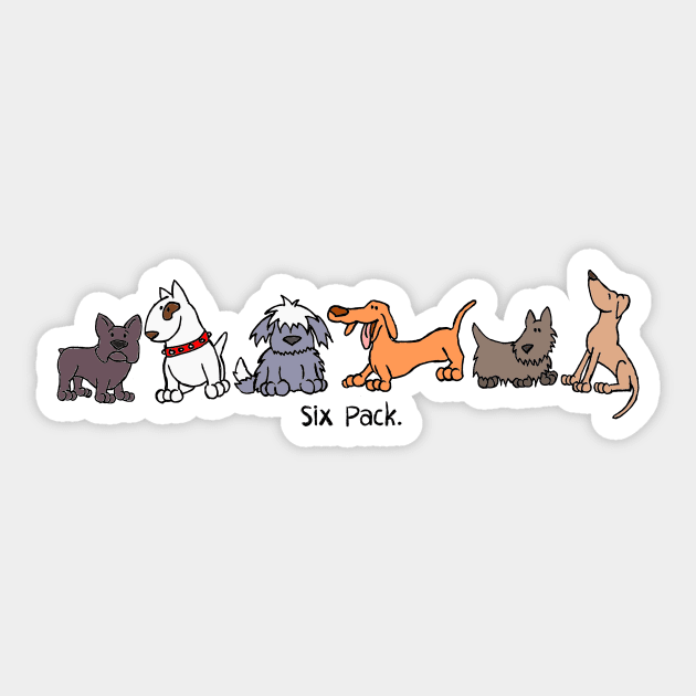 Six Pack of Dogs Cartoon Dog - Dog Lover - Sticker | TeePublic