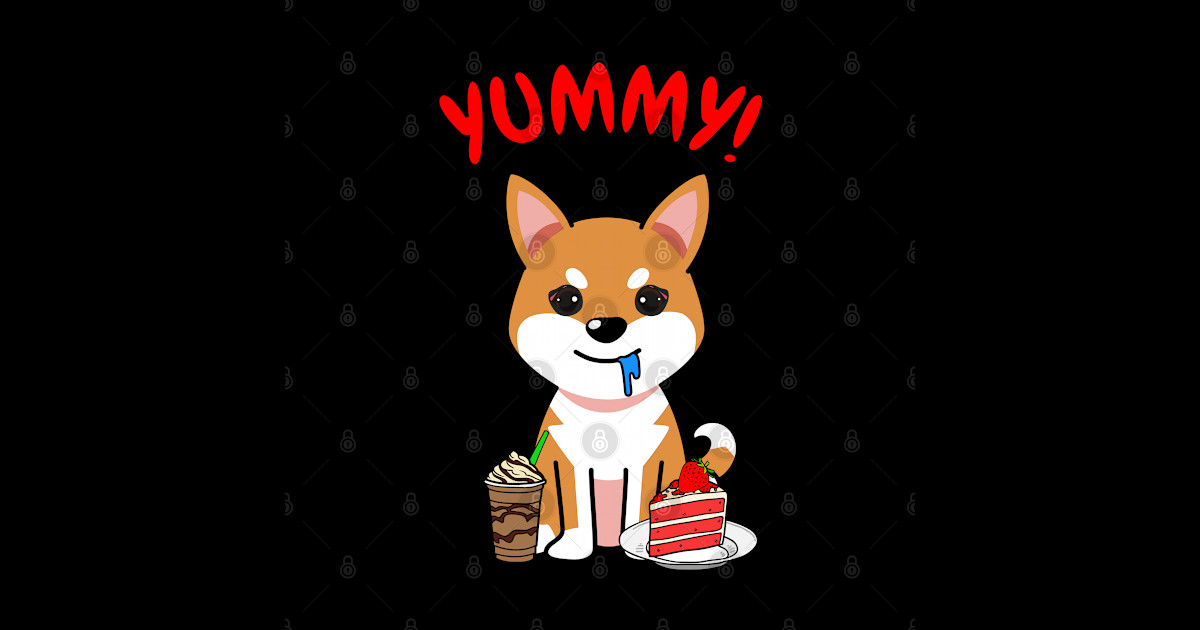 Cute orange dog is having coffee and cake - Coffee And Cake - Sticker ...