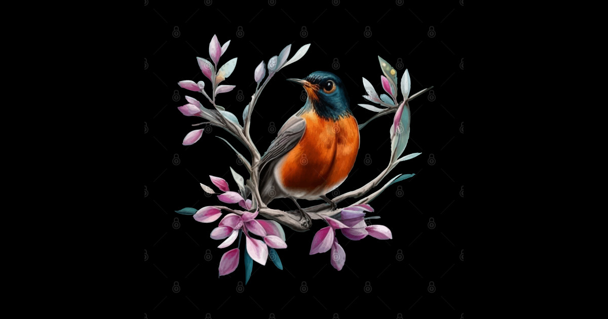 Cartoon Of An American Robin With Connecticut State Flower ...