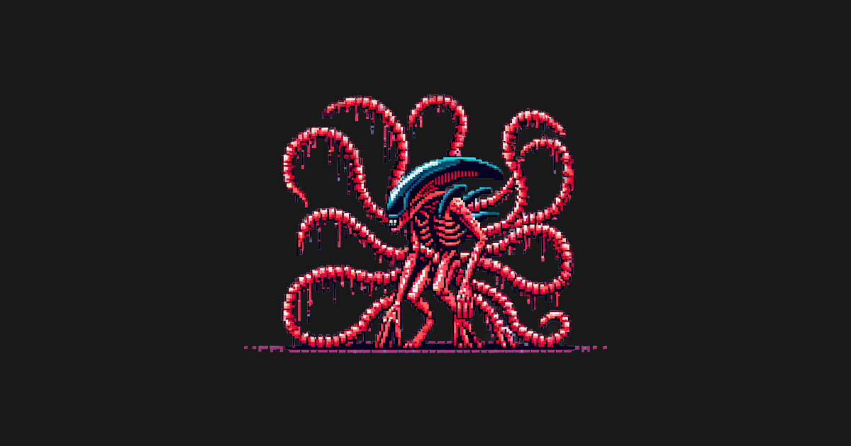 8Bit Xenomorph new blood inspiration - Xenomorph - T-Shirt | TeePublic