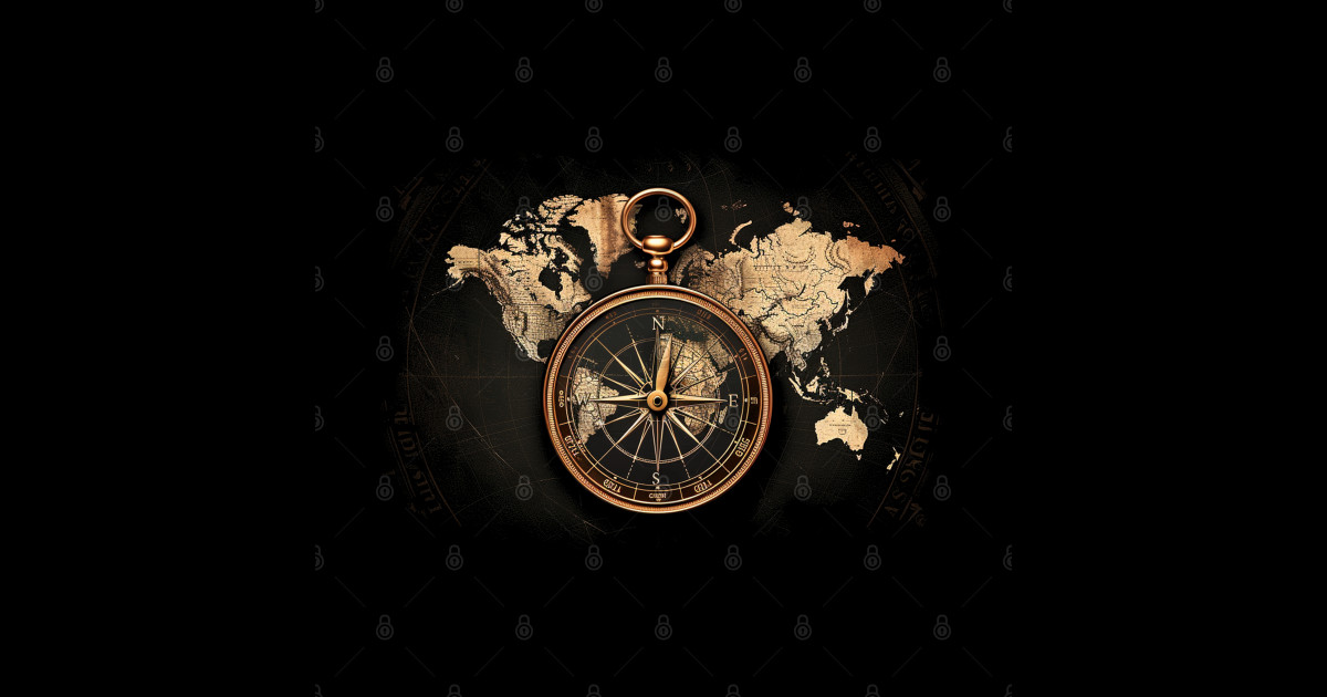 Vintage Compass & World Map – Elegant Travel Adventure Design - Vintage ...