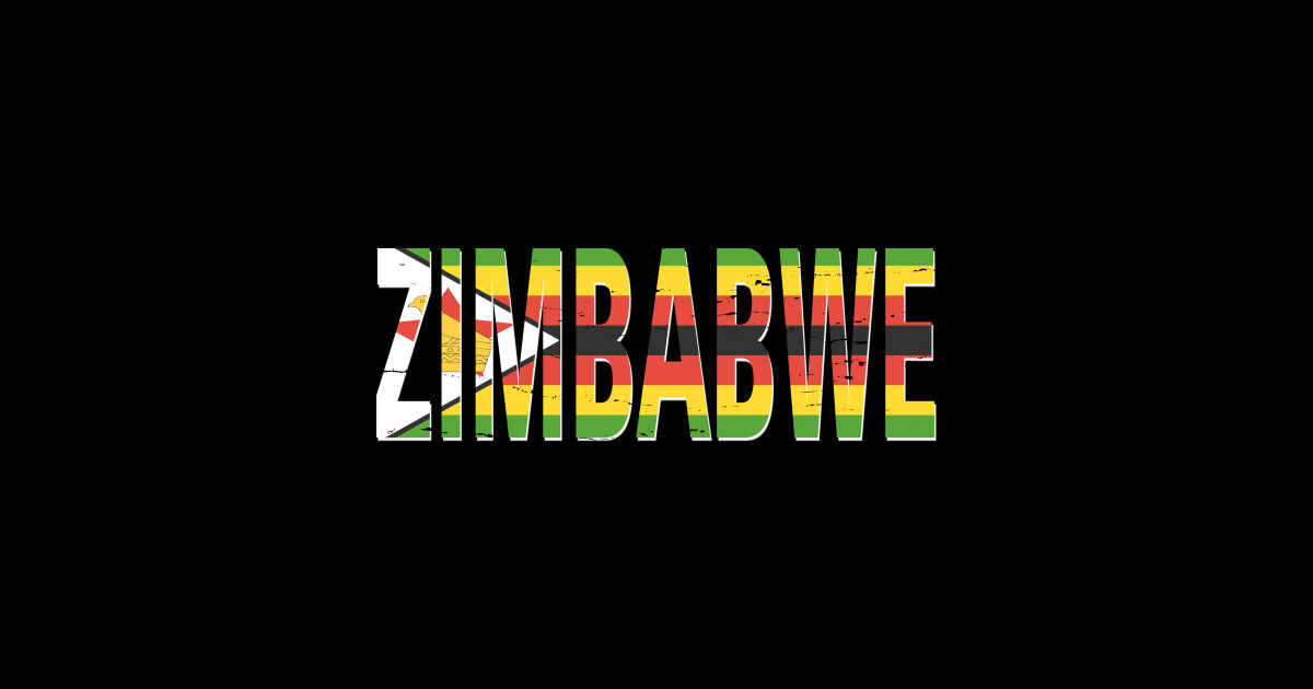 Zimbabwe Text in Colours of the Zimbabwean Flag - Zimbabwe - Sticker ...
