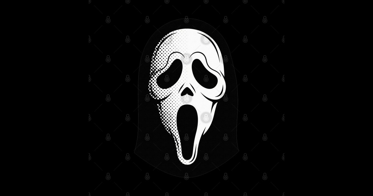 Spooky Scary Ghost Face Horror Party Mask - Ghost Face - Sticker ...