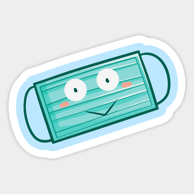 Cute facemask cartoon character - Facemask Cartoon Smiling - Sticker ...
