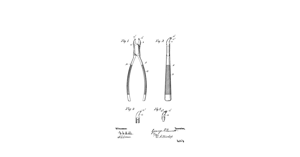 Dental Forceps Vintage Patent Hand Drawing - Dental - T-Shirt | TeePublic