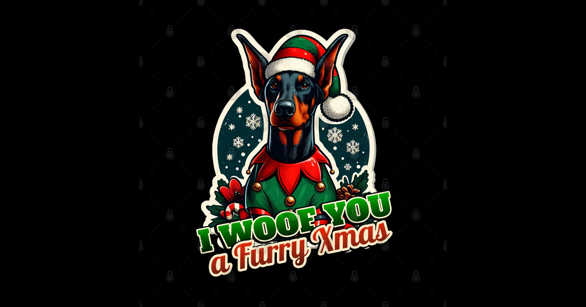 Doberman, Dobie elf Merry Christmas - Doberman Christmas - Sticker ...
