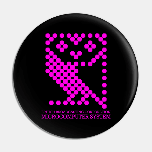 BBC Micro 1980s Owl Logo in Magenta - Programmer - Pin | TeePublic
