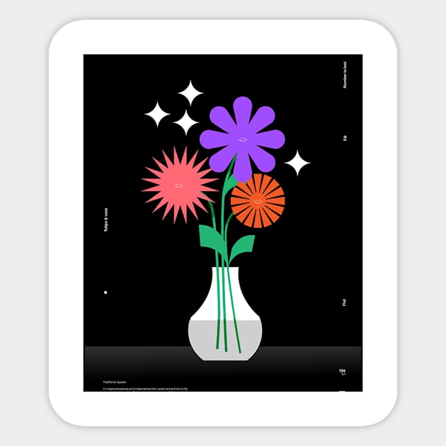 Smiling Vase Bloom - Abstract - Sticker | TeePublic
