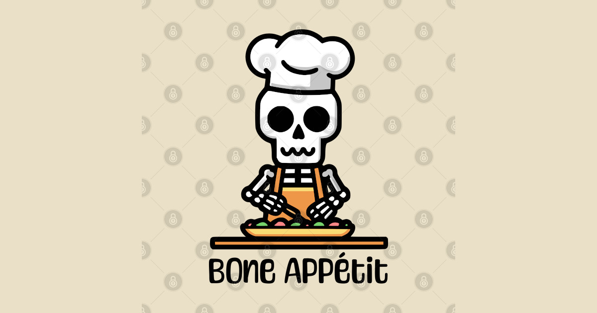 Bone Appetit! Cute Skeleton Cooking - Cooking Skeleton - T-Shirt ...