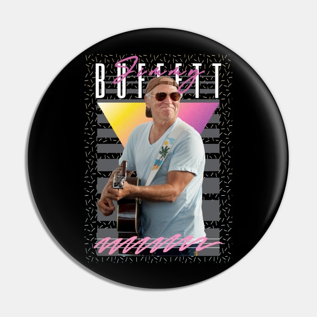 Jimmy Buffett Retro Style Fan Art - Jimmy Buffett - Pin | TeePublic
