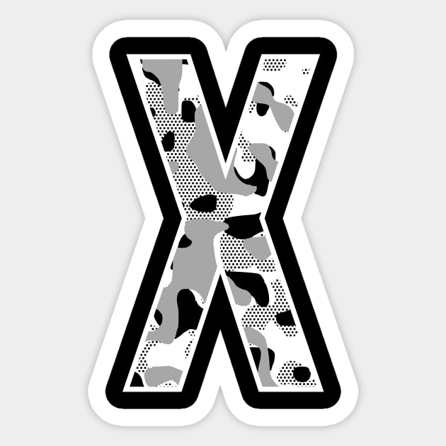 camo letter X - Camo - Sticker | TeePublic
