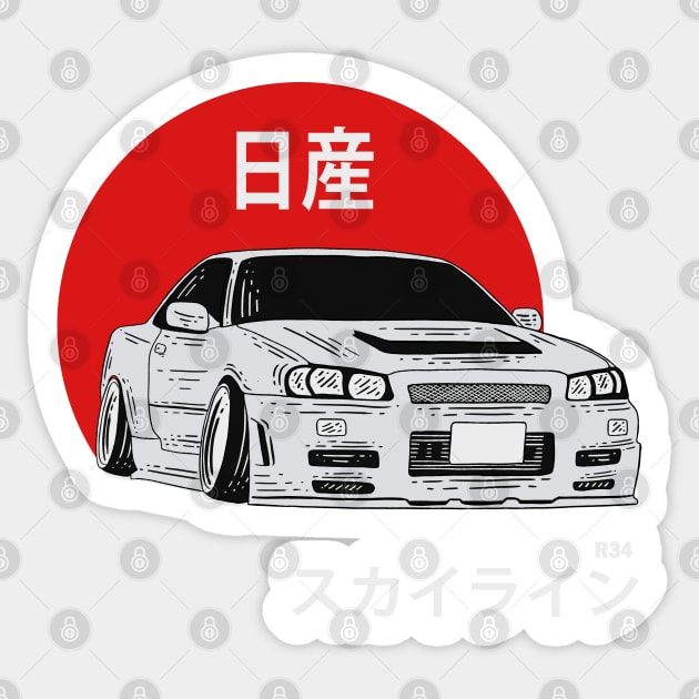 GTR R34 Skyline Dark edition - Automotive - Sticker | TeePublic