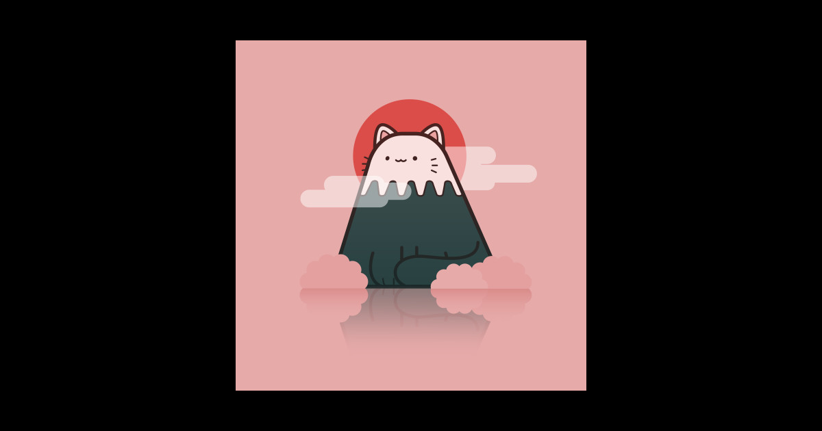 Mt. Fuji Cat - Mount Fuji - Sticker | TeePublic