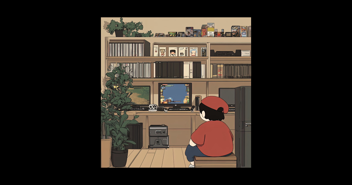 Video game parlor | Anime style - Video Game Parlor - Sticker | TeePublic