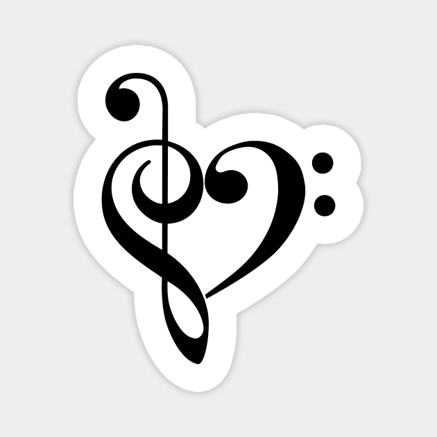 Treble Clef & Bass Clef Heart - Music - Magnet | TeePublic