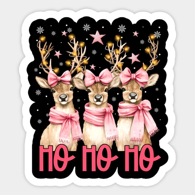 Pink Reindeer Ho Ho Ho Christmas Lights Girl Women - Christmas ...