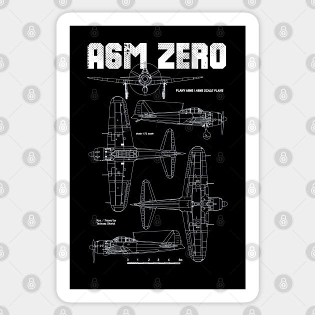 A6M Zero | World War 2 Japanese Plane Blueprint - A6m Zero - Sticker ...