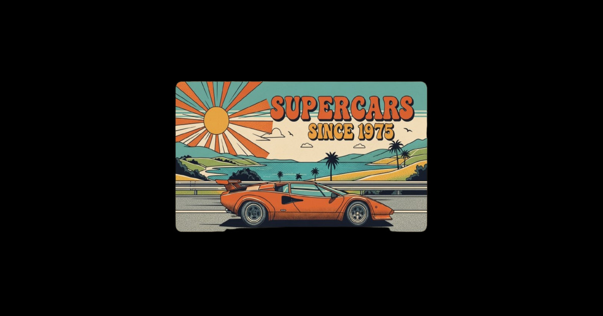 Retro Supercar Road Trip - Supercar - Sticker | TeePublic