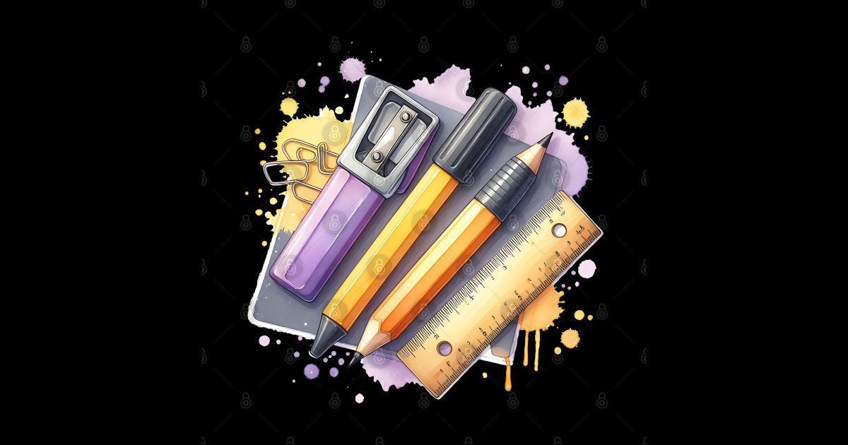 ️🖊️📏 Pencil, Sharpener, Marker, and Ruler | Essential School Supplies ...