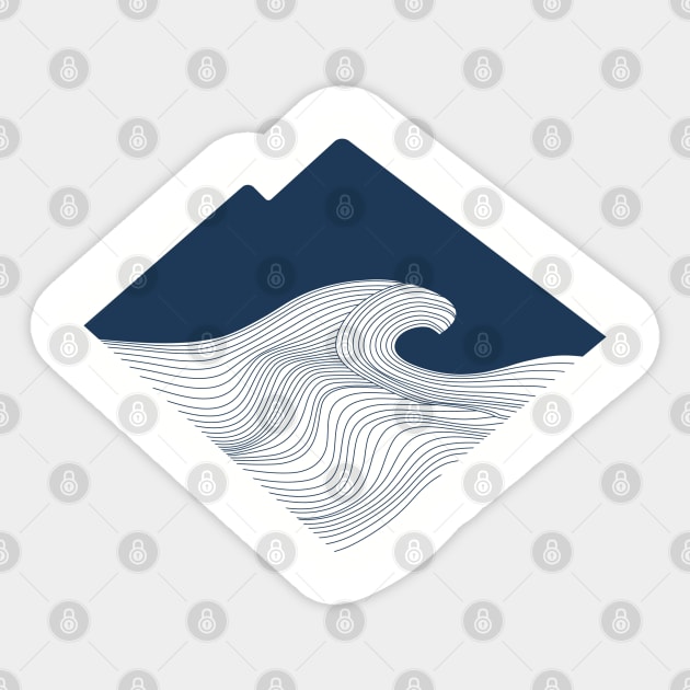 Navy Mountain Wave - Mountain Wave - Sticker | TeePublic