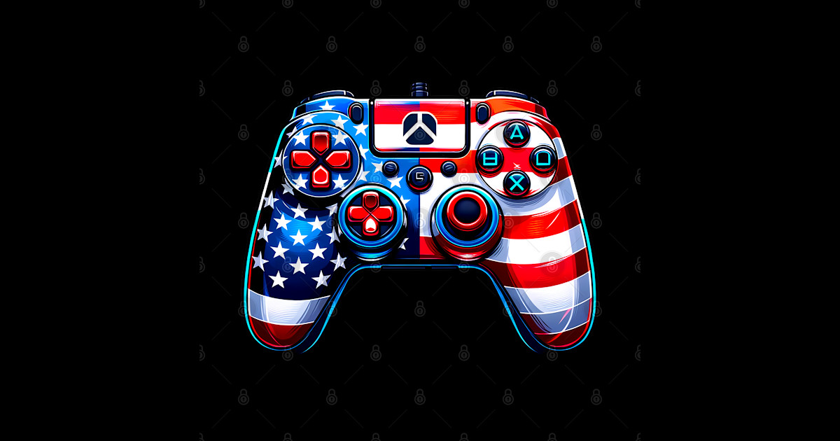 American Flag 4th of July Vintage Video Game Patriotic Gamer - 4th Of ...
