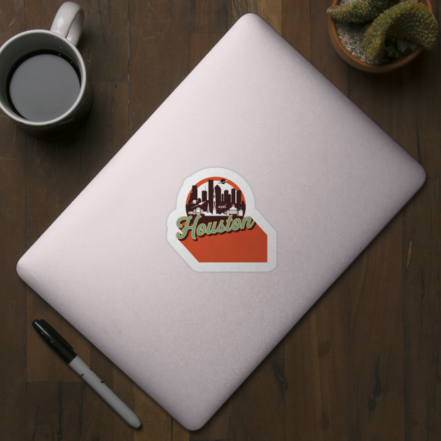 Retro Houston Skyline Space City Art - Houston - Sticker | TeePublic