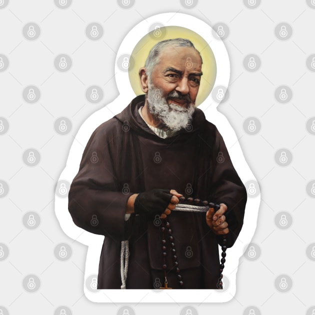 Padre Pio (transparent background design) - Padre Pio - Sticker | TeePublic