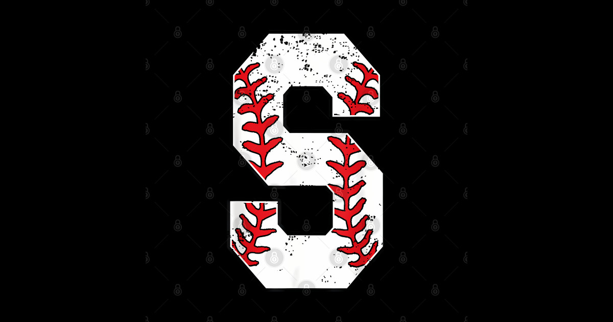 Baseball Alphabet Monogram Initial Letter S - Baseball Drip - Sticker ...
