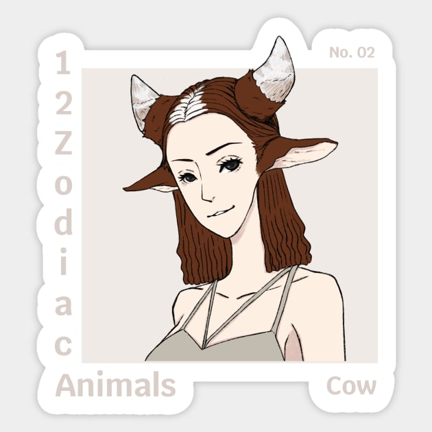 cow - 12 zodiac animals - Anime And Manga - Sticker | TeePublic